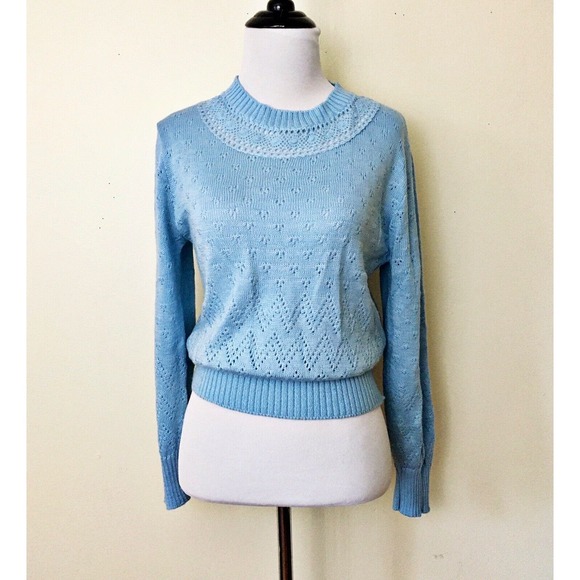 Cuddle Knit | Sweaters | Vintage Sweater Size Smallmedium Light Blue ...